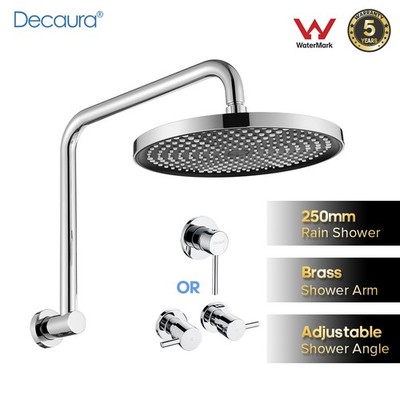 Decaura 10" Rain Shower Head Set Gooseneck Shower Arm with Mixer Taps ...