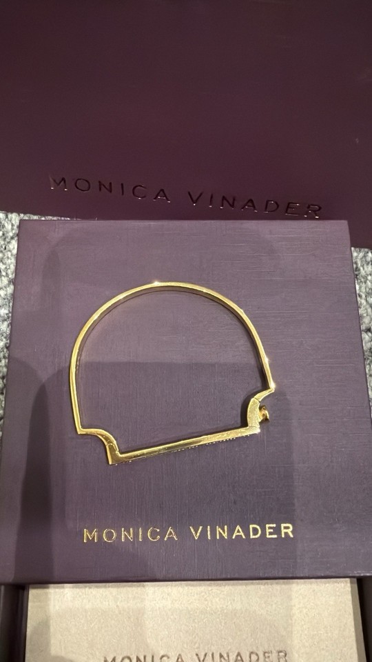 Monica Vinader Signature Thin Diamond Bangle 18k Gold Vermeil & Diamond ...