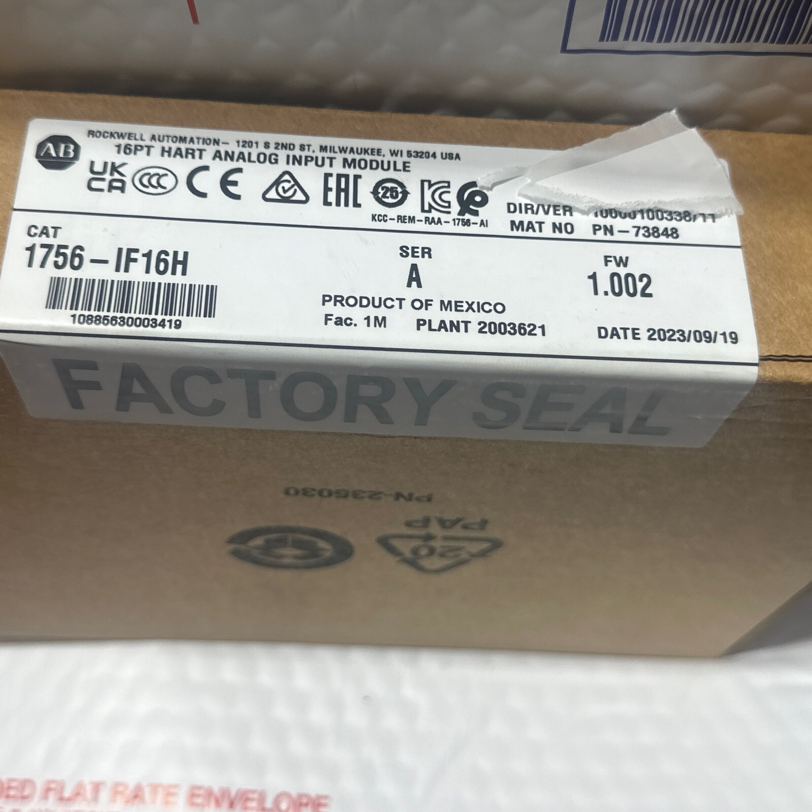 New sealed Box Allen-Bradley 1756-IF16H Series A 1.002 Firmware 16Pt ...