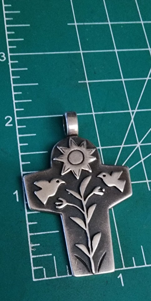 LARGE James Avery Retired Cross Pendant Birds Sun Plant HEAVY 17.7 ...