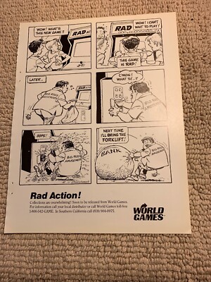 Original 11- 8.5'' Rad Action World Games arcade video game AD FLYER | eBay