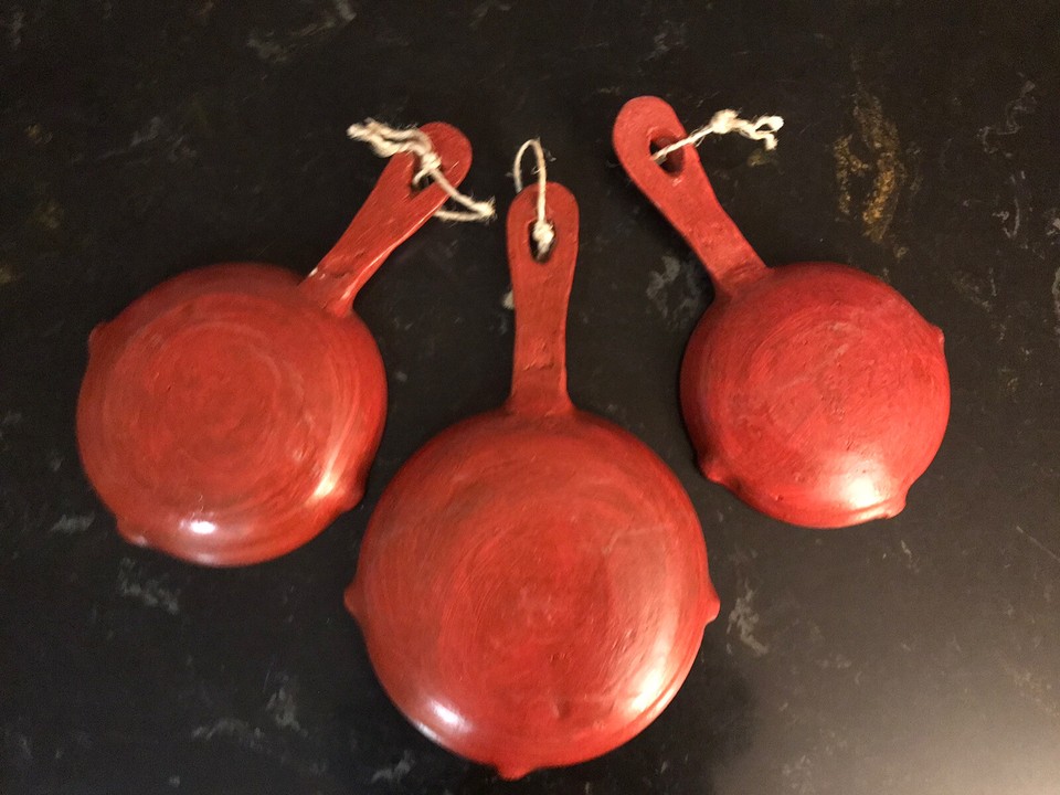 Set Of 3 Mexican Folk Art Clay Pottery Fry Pans Fruit Design 8, 9 and ...