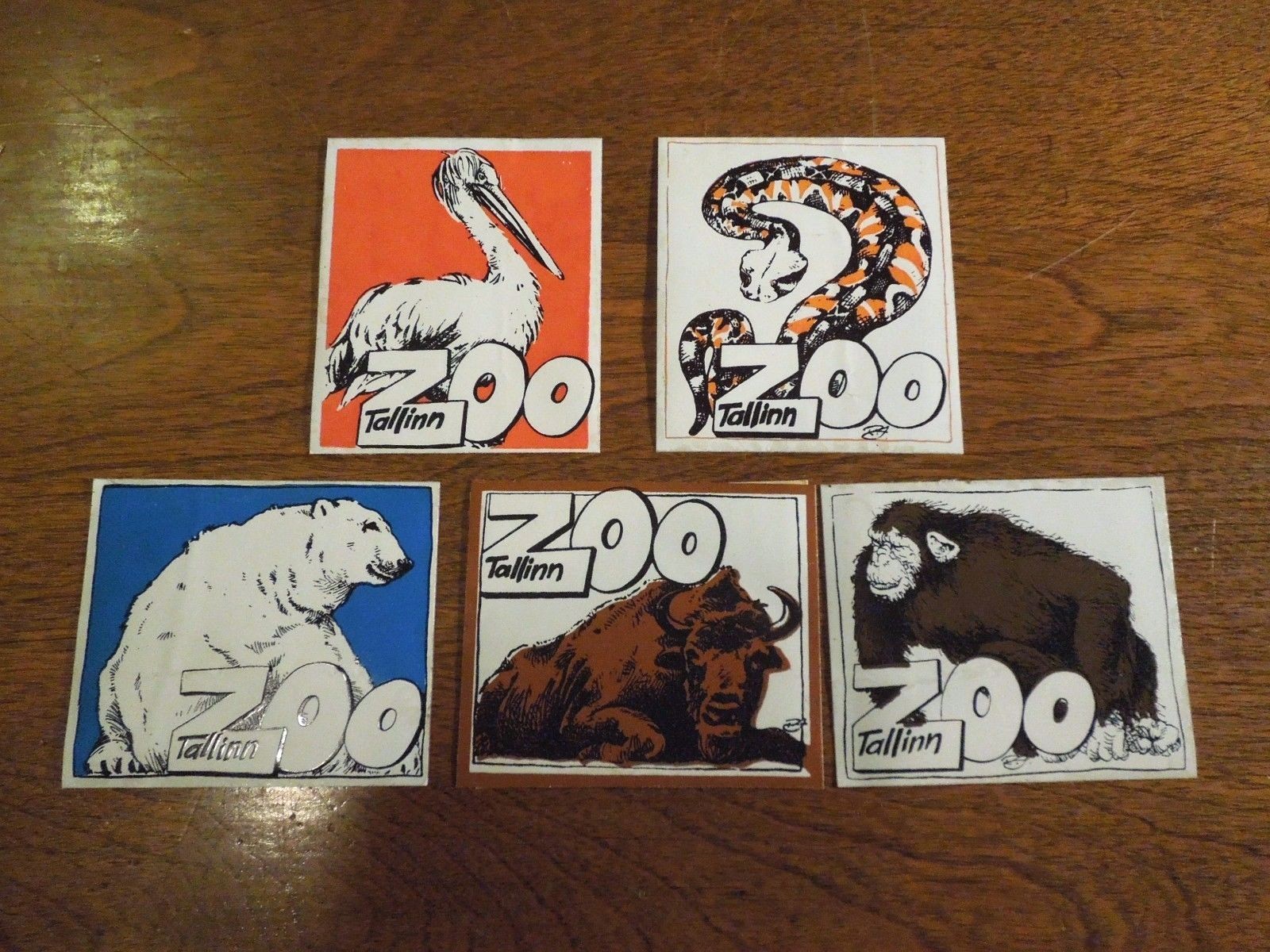 Lot of 5 Tallinn Zoo USSR Soviet Union Illustrated Animal Stickers ...