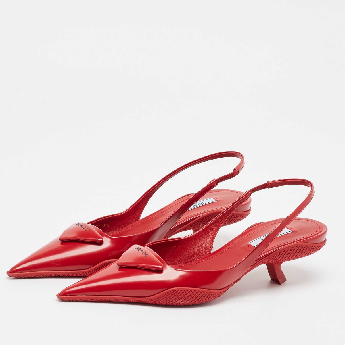 Prada Red Brushed Leather Slingback Pumps Size 38 | eBay Prada Red Brushed Leather Slingback Pumps Size 38 | eBay