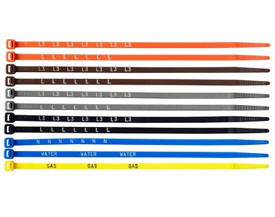 Printed Electrical Marking Cable Ties 200mm x 4.8mm Phase Metering N L ...