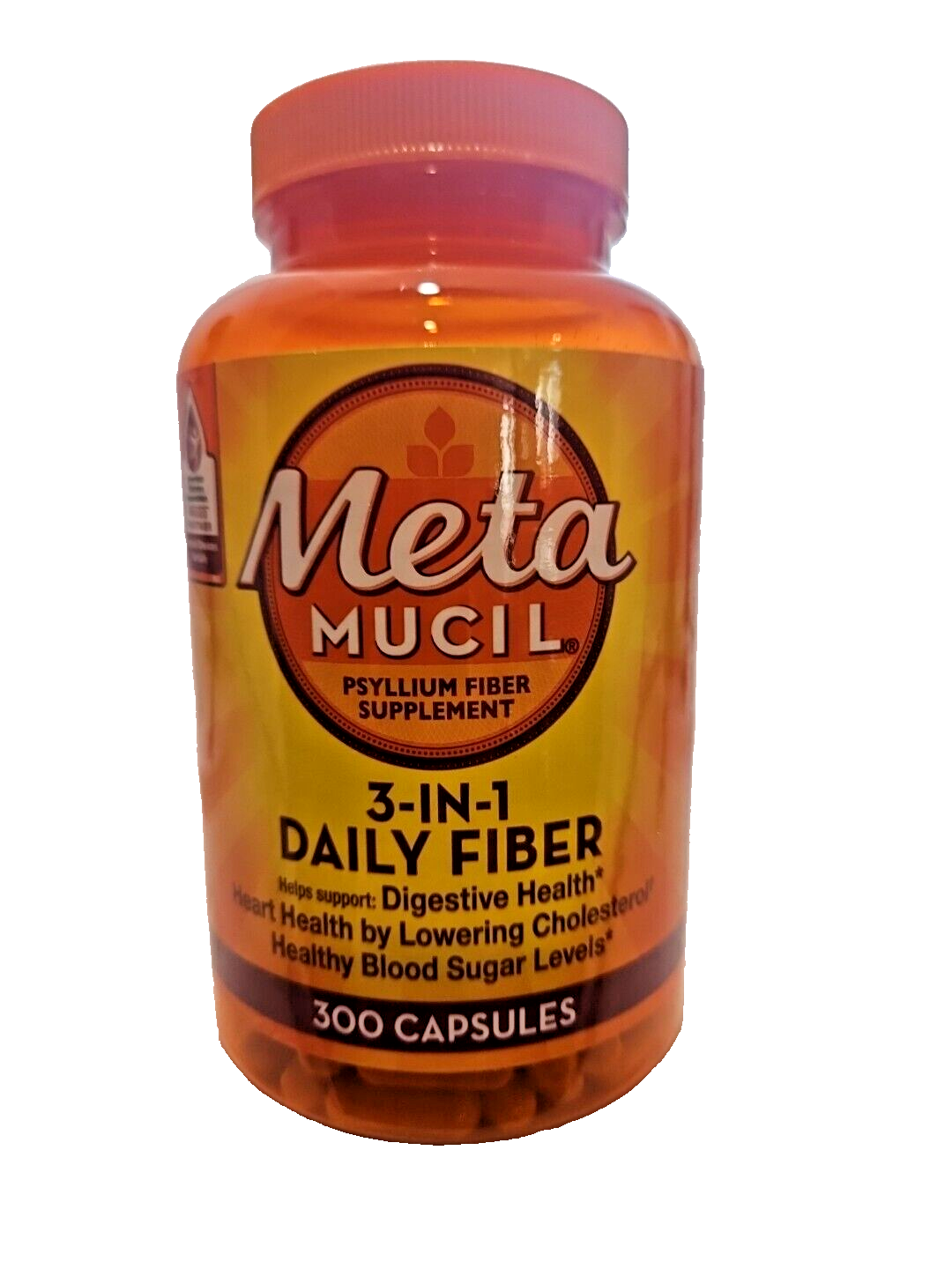 Metamucil Fiber 3-in-1 Psyllium Daily Fiber Supplement 300 Capsules Exp ...