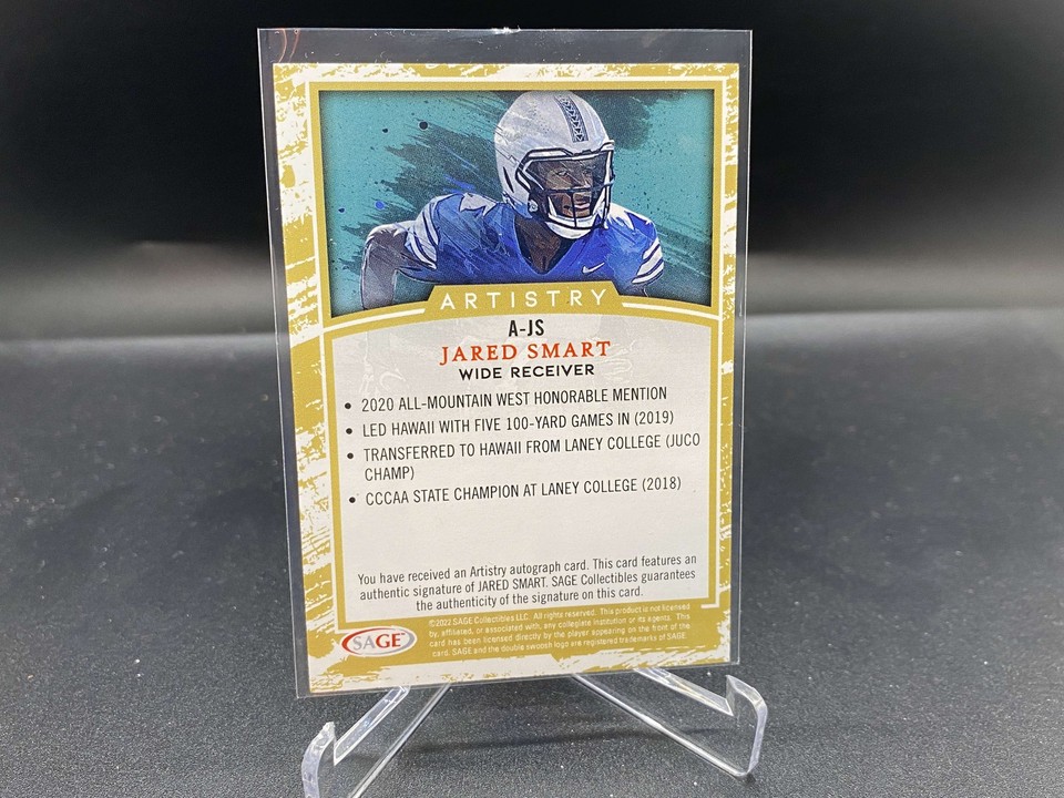 Jared Smart 2022 SAGE Artistry Auto A-JS Hawaii Cardinals RC Rookie | eBay