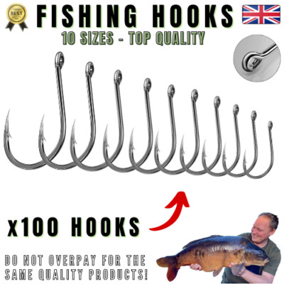 Fishing Hooks CARP Coarse TACKLE 10 Sizes BLACK BARBED HOOKS - UK | eBay UK
