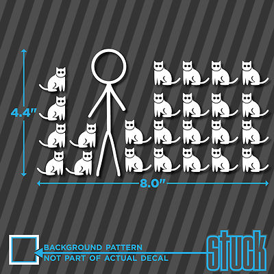 Crazy Cat Guy - vinyl decal sticker family stick figure man single cats ...