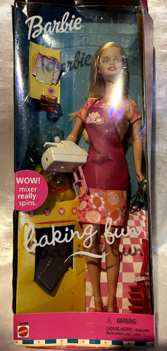 Barbie Baking Fun Mixer Really Spins Cooking Doll Unopened Box is worn ...