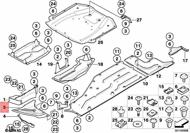 Genuine BMW E65 E66 E67 Sedan Engine Splash Shield Left OEM 51757153787 ...