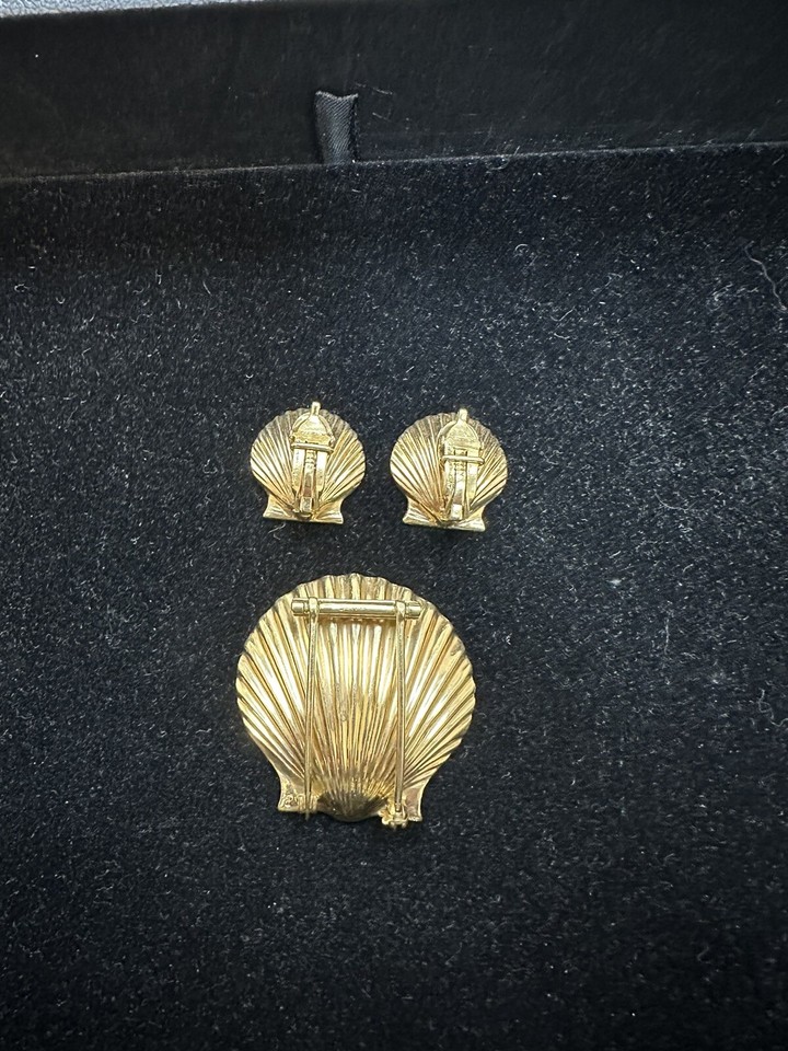 Cartier 14k Yellow Gold Large Pin Brooch & Matching Clip On Earrings | eBay