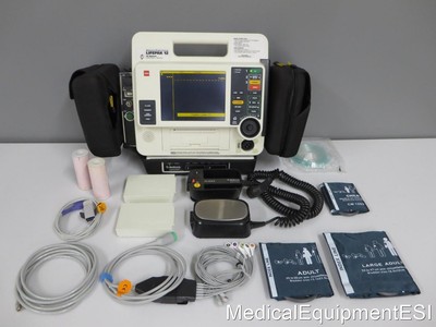Lifepak 12 Biphasic 12 Lead SpO2 NIBP EtCO2 Pace AC Adapter Hard ...