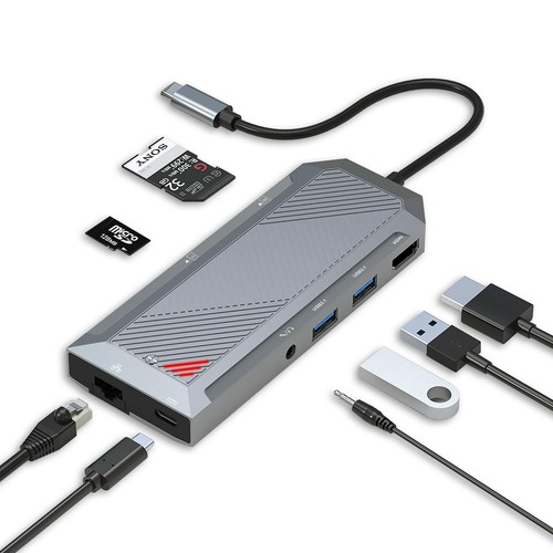 9-in-1 USB-C Hub with SSD Enclosure for M.2 NVMe, 4K 60Hz HDMI Splitter ...