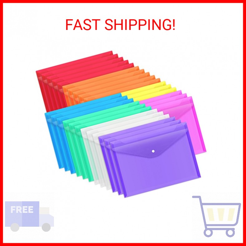 EOOUT 28pcs Plastic Envelopes, Plastic Folders for Documents, Poly ...