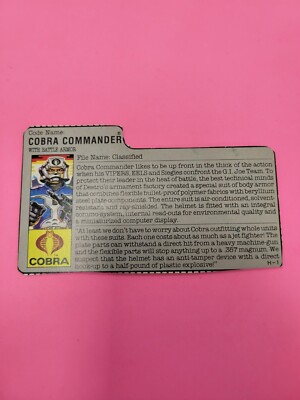 GI Joe 1987 Cobra Commander File Card Card back Original Vintage | eBay