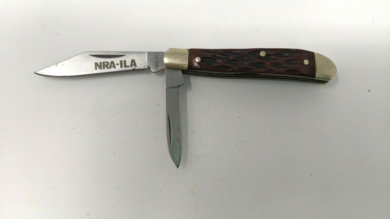 NRA-ILA Stone River 2-Blade Small Folding Pocket Knife JIgged Bone 3 ...