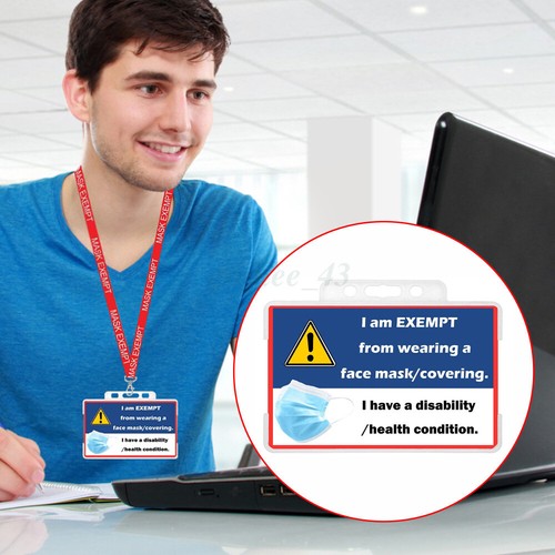 2021 Face Covering Mask Exemption PVC Card Hidden Disabilities Red ...