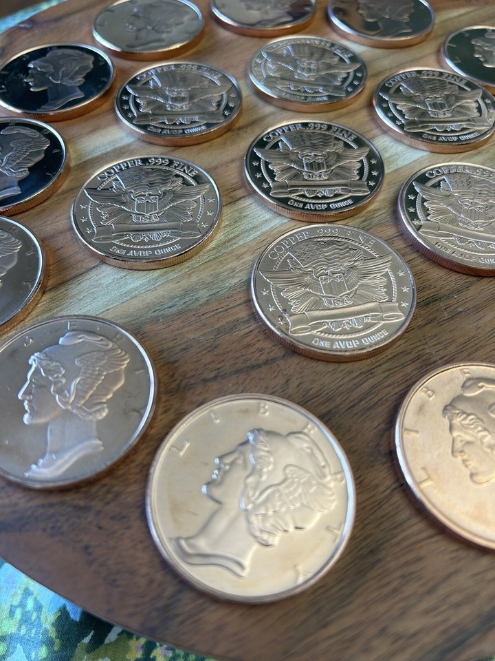 LOT OF (20) Mercury Dime 1 AVDP OZ .999 COPPER ROUNDS BULLION | eBay