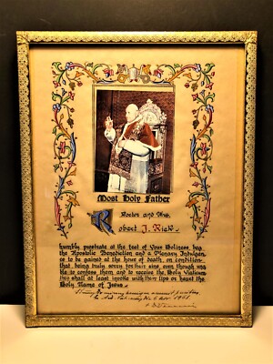 1961 Beautifully Framed Plenary Indulgences Pope Blessing Vatican Seal ...