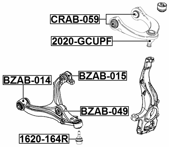 Bushing, Front Upper Control Arm Fits Dodge 68046195AE, 68046195AF ...