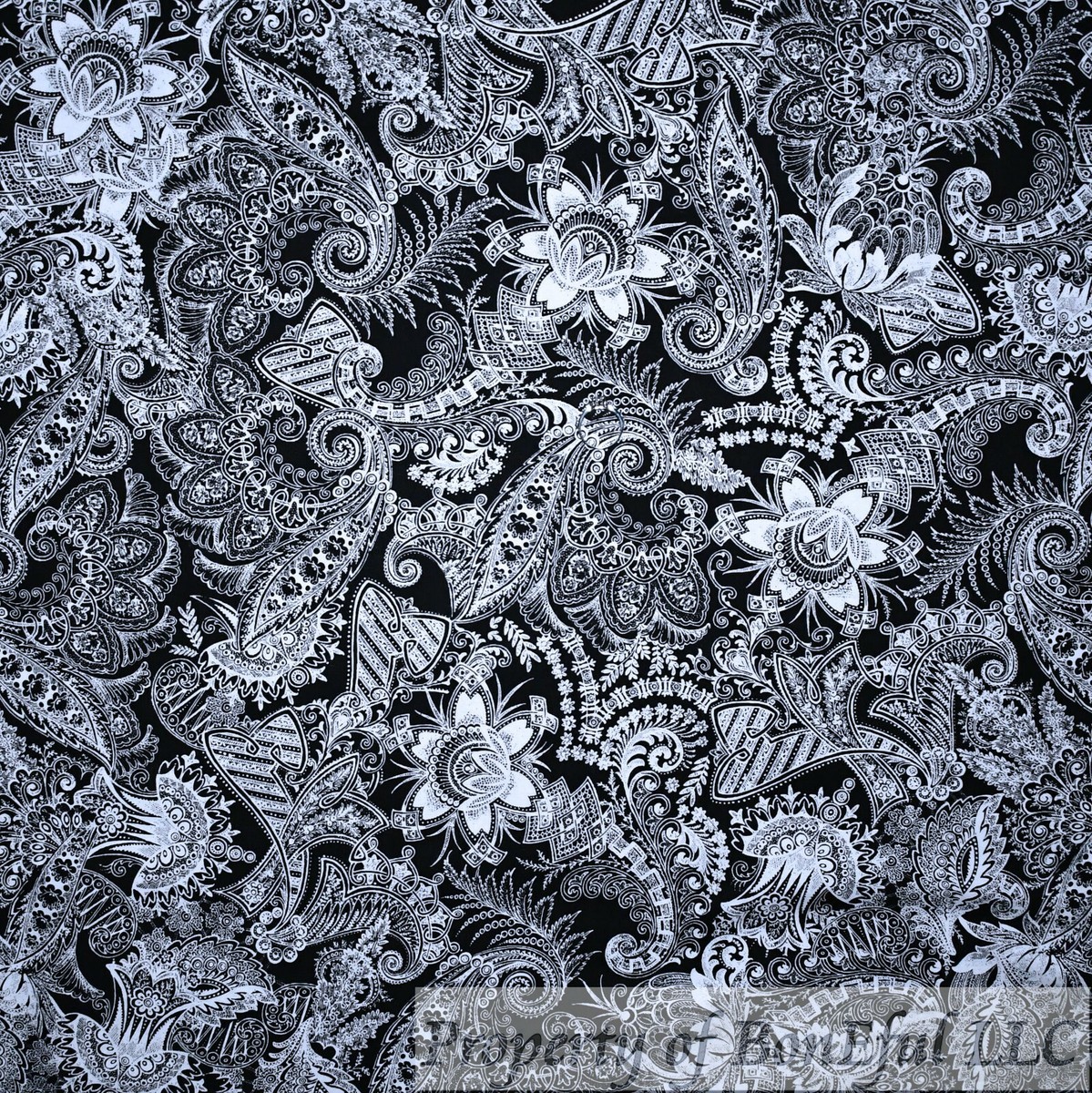 Black And White Paisley Flower Pattern