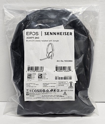 NEW EPOS Sennheiser Adapt 260 Bluetooth Stereo Headset & Dongle 1000882 840064406840| eBay