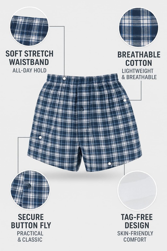 Pierre Klein 12 Pairs Men's Woven Boxer Shorts – Everyday Comfort ...
