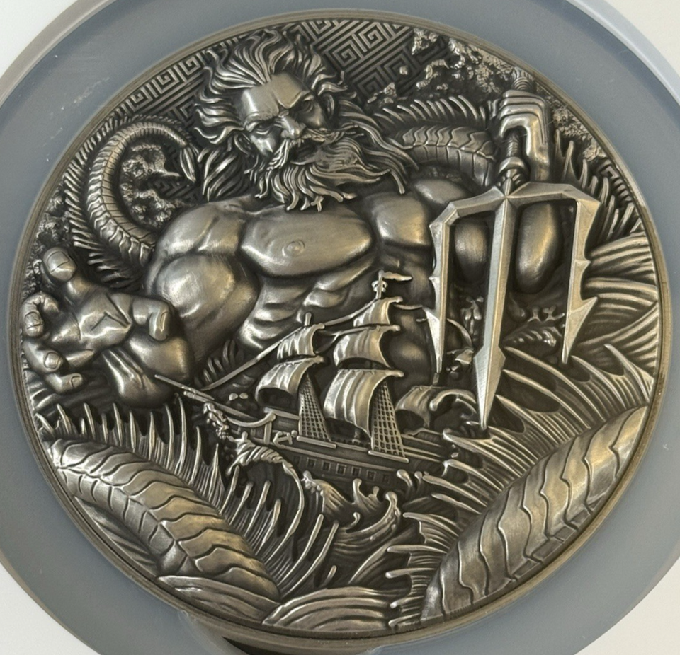 2025 2 Oz .999 Silver 11.5 Oz 999 Copper Poseidon Ancient Greek Sea God ...