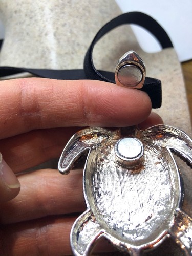 Blue Handmade Gothic Styled Silver Finished Genuine Abalone Sea Turtle ...