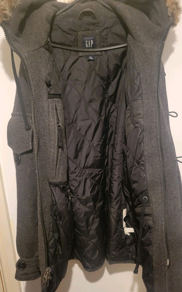 GAP Wool Parker Winter Coat Size Medium 10 Pocket Utility Jacket | eBay UK