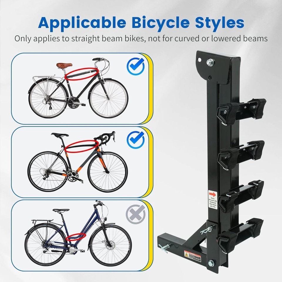 MaxxHaul 70210 Hitch Mount 4-Bike Rack for Car SUV Truck Van Minivan ...