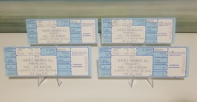 4pk 1988 Seattle Mariner's Full Ticket Stubs - Kansas City, Minnesota ...