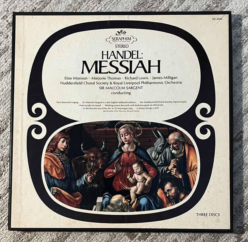 Handel “Messiah” 3 LP Set Sir Malcolm Sargent conductor Seraphim ...