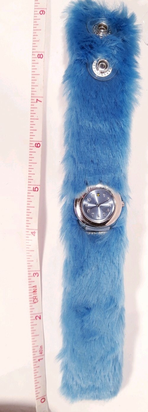 Women Oui Art Bee Watch Faur Fux Blue Band Silver Case Easy to Read ...