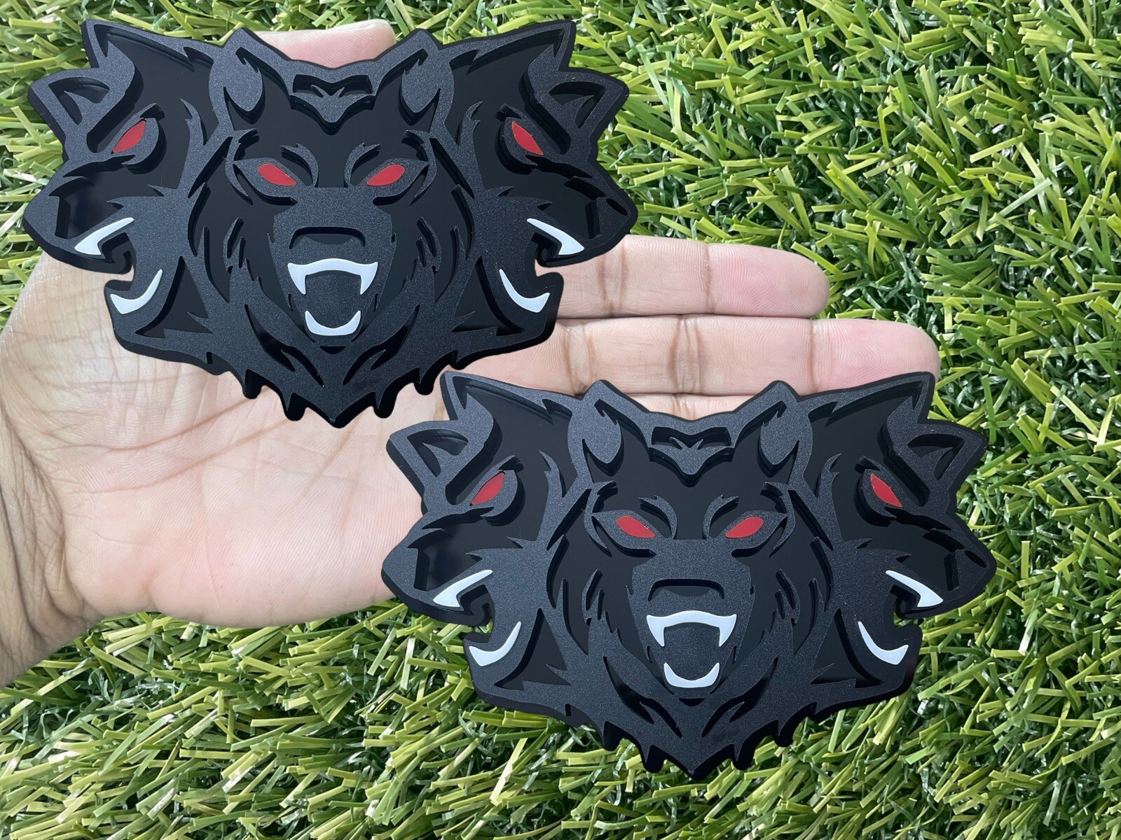 Wolf Pack Badges Emblem HellHound Cerberus 2 BADGES Fender Red Eye With ...