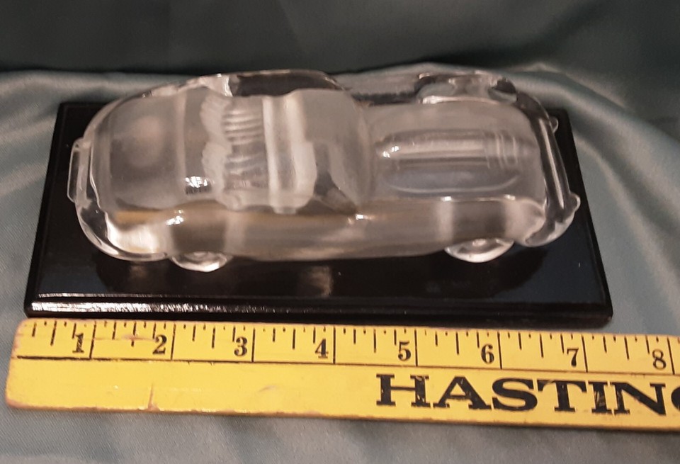 Classic Glass Sports Car on Wooden Base/Paper Weight, New Old Stock | eBay