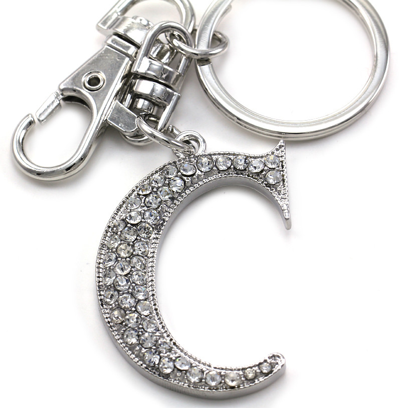 Clear Name Alphabet Initial Letter A-Z Car Keychain Key Ring Wedding ...