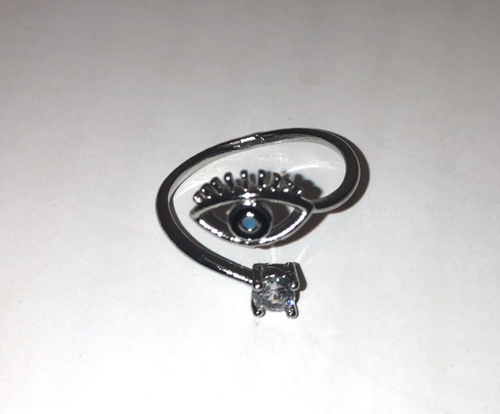 Evil Eye Ring With Lashes Silver Tone Adjustable Size Costume Jewelry ...