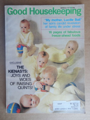 GOOD HOUSEKEEPING magazine March 1971 KIENAST QUINTS-Lucille Ball ...