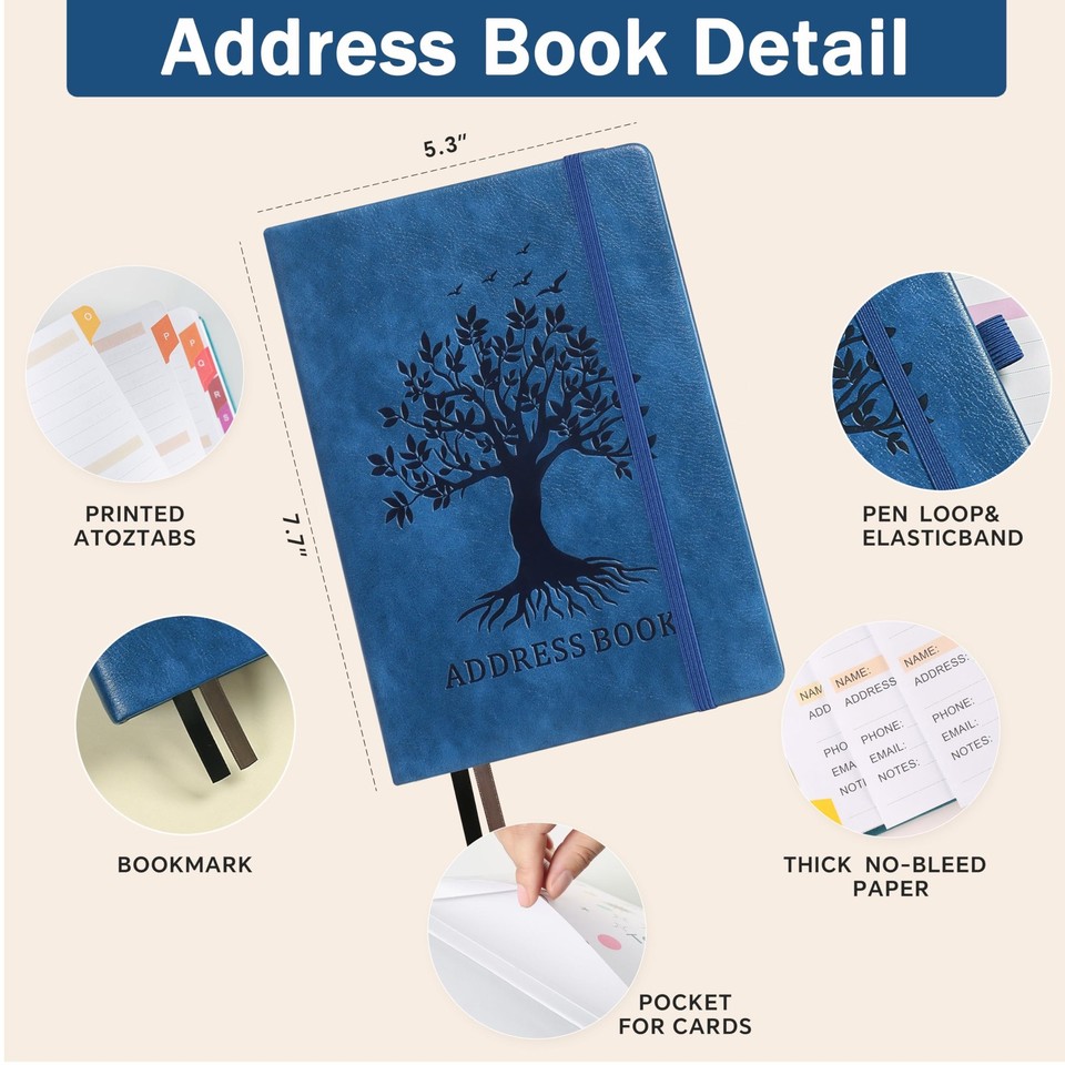ZXHQ Address Book, 8.4x5.8 Hardcover Contact Organizer, Colorful ...