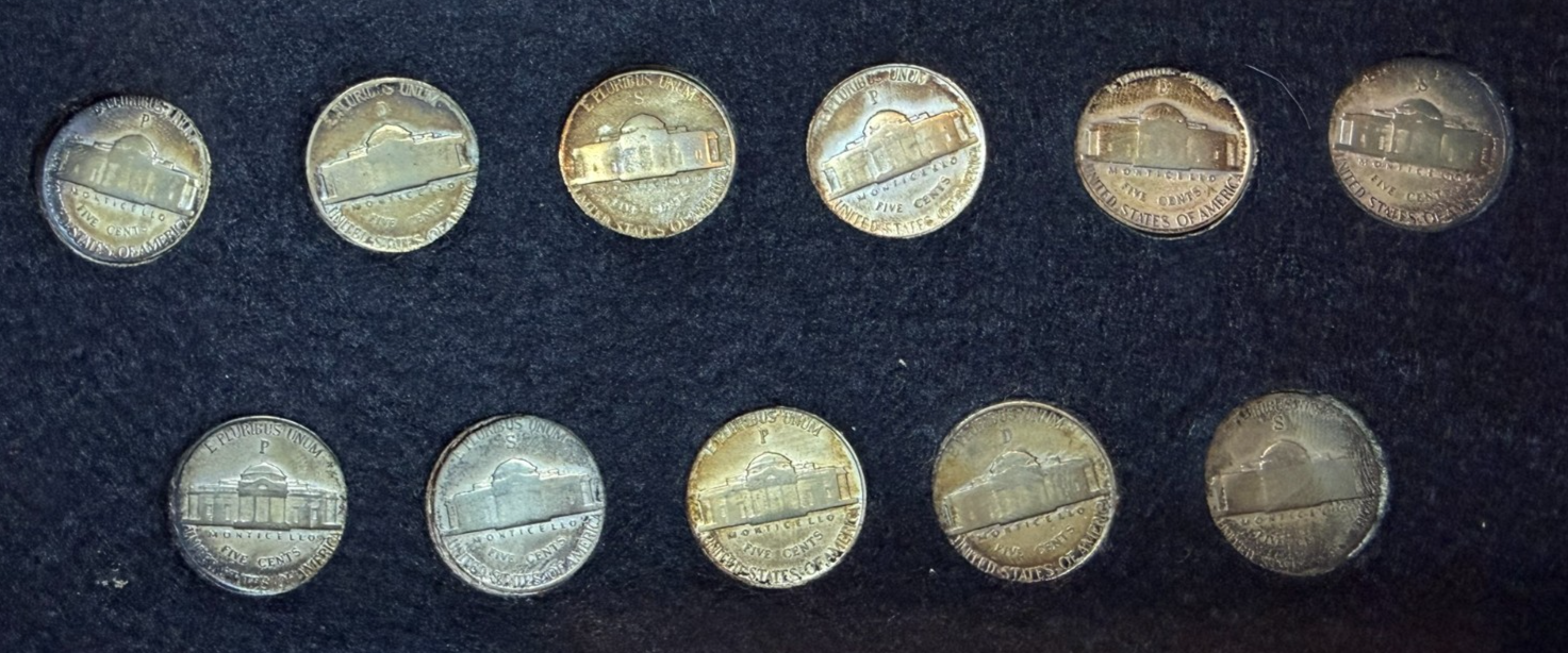 COMPLETE SET of all 11 JEFFERSON SILVER WAR NICKELS | eBay