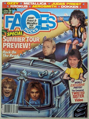 Faces Rocks Magazine August 1986 Metallica, Van Halen, Priest, Twisted ...