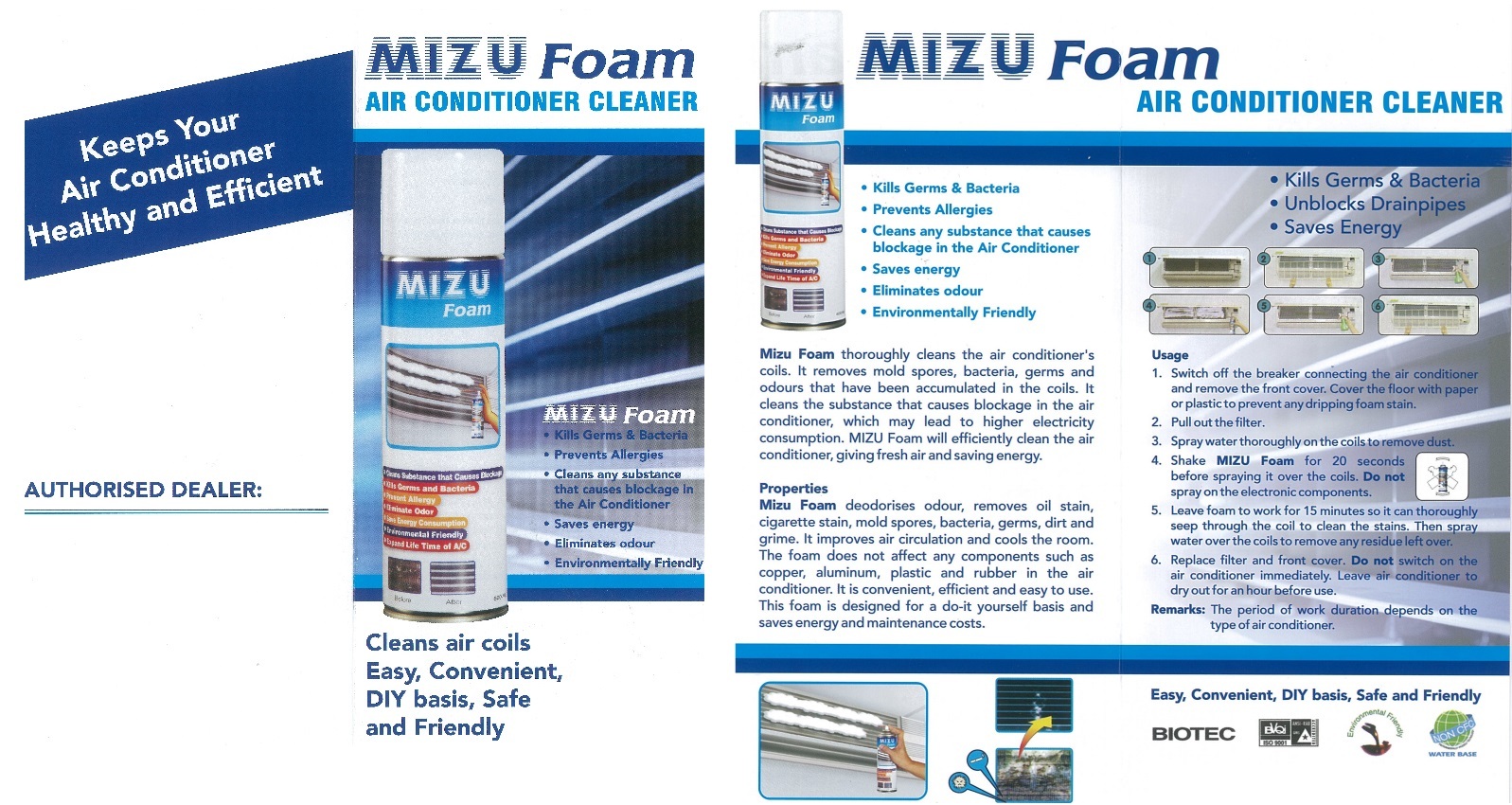Metal Aerosol & Foam Cleaners MIZU Foam Air Conditioner Cleaner – 500ml ...