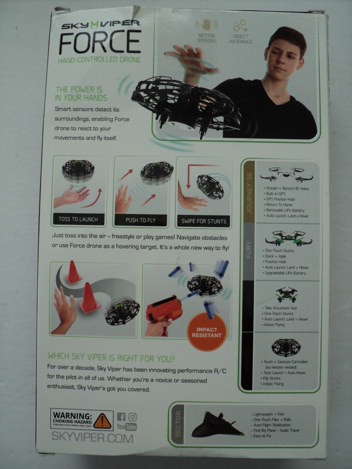 Sky Viper Force, Hand Controlled Drone, No Remote, NEW | eBay