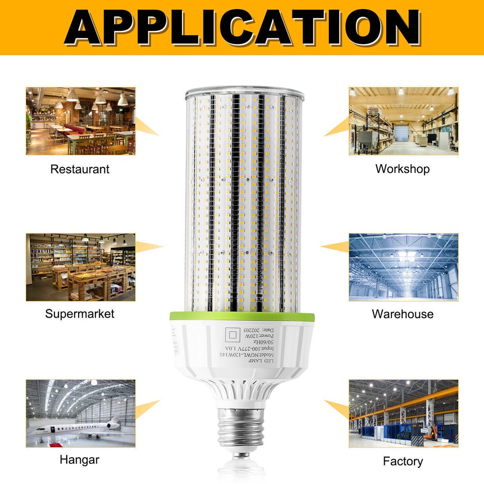 6Pack Commercial 120W LED Corn Light Bulb E39 Large Mogul Base ...