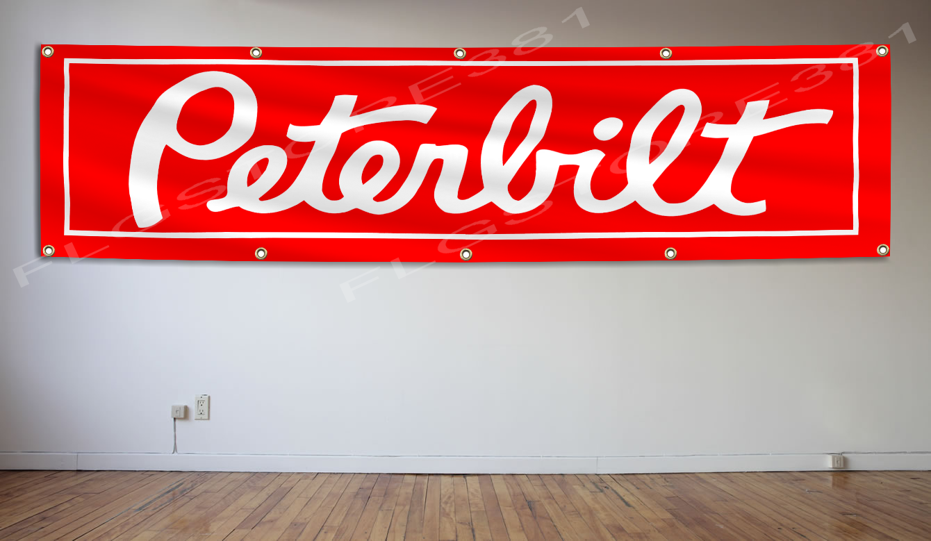 Peterbilt Banner Flag 2X8 Ft Trucks Sign Garage Shop Wall Decor Flag | Red