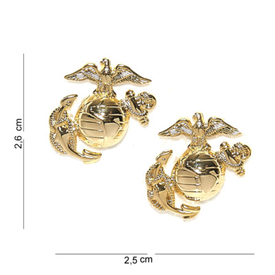 USMC Insignia Collar Badge Brass Pin Bac Marine Corps Army Navy Vietnam ...