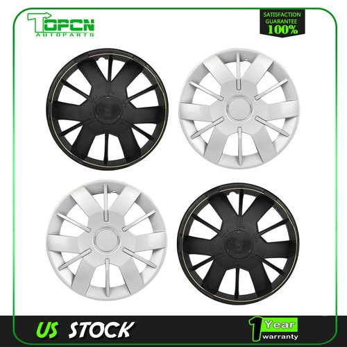 4 Pc 14 Inch Wheel Hub Caps Silver Snap On For R14 Tire & Rim Wheel ...