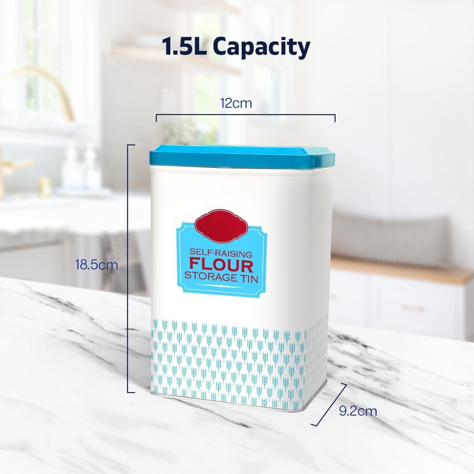 Flour Storage Plain & Self Raising Retro Style Tins Containers Kitchen ...